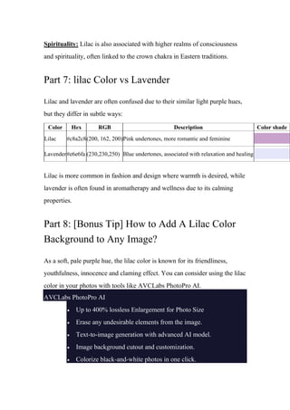 What Color is Lilac: Meaning, Hex Code, Palettes, Symbolism and More | PDF