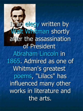 L I L A C S By Walt Whitman | PPT