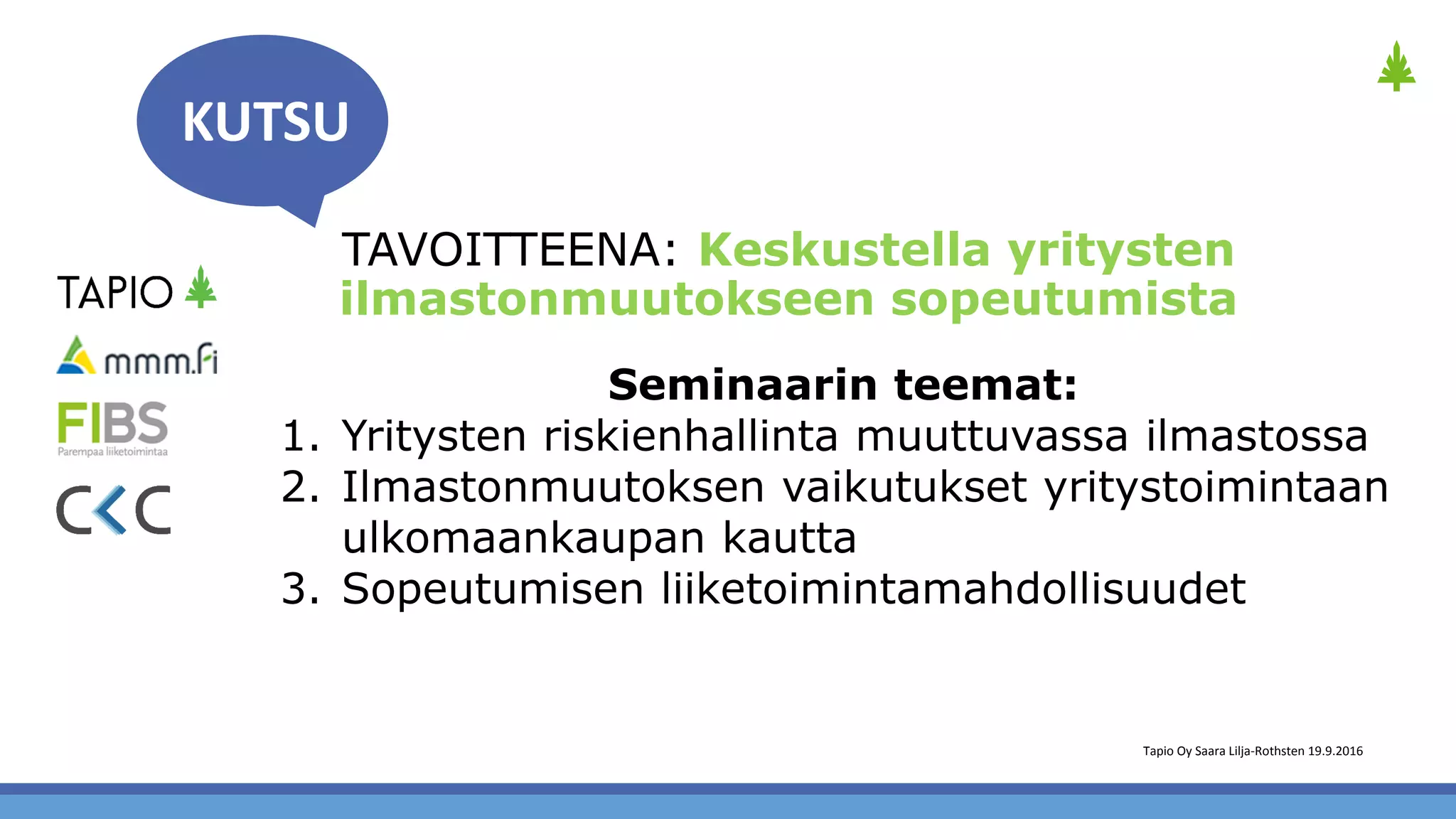 Tilaisuuden tavoitteet | PDF