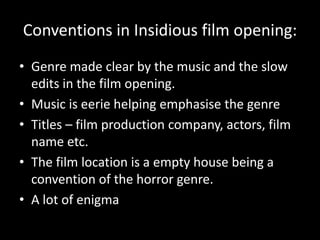 Film Opening Analysis on Insidious | PPTX
