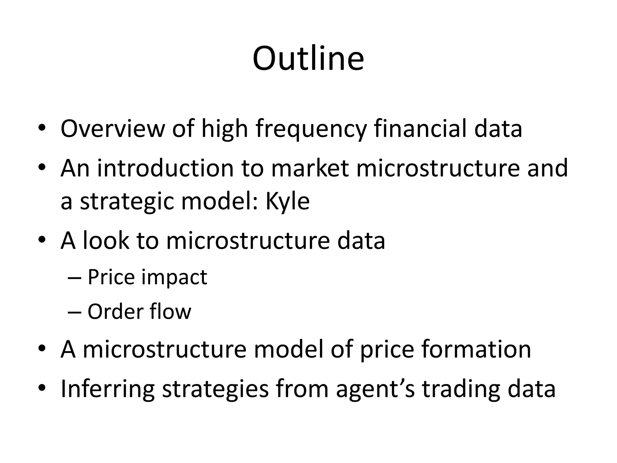 An Introduction to high frequency finance and market microestructure | PDF