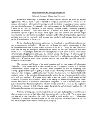 Essay: Eli Lilly Scholarship for BDPA Students, Gerardo Dominguez | PDF