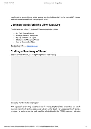 Lillyflower2003-Unmasking the ASMR Queen | PDF