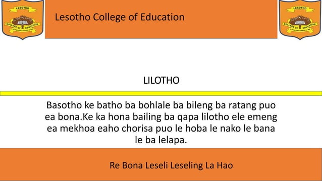 Lilotho | PPTX | Africa Travel | Travel Locations