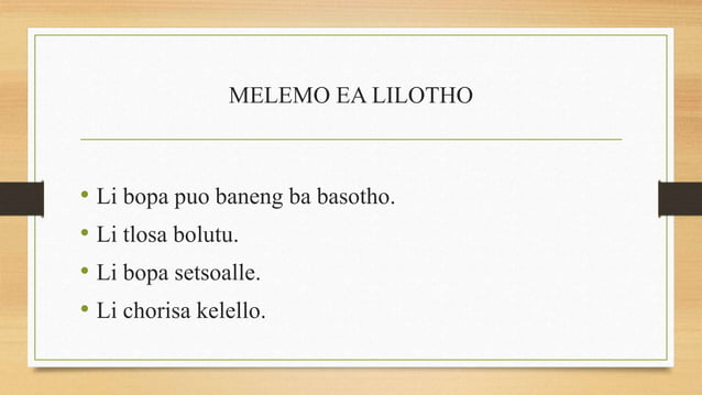 LILOTHO TSA BASOTHO. | PPTX