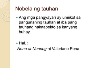 Limang elemento ng nobela | PPTX