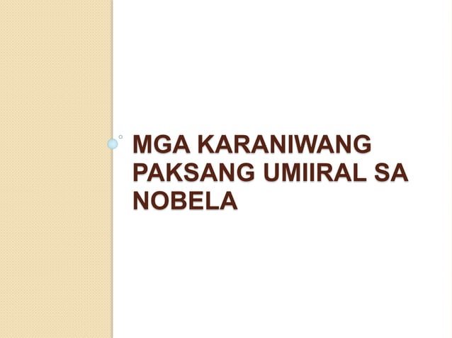 Limang elemento ng nobela | PPTX