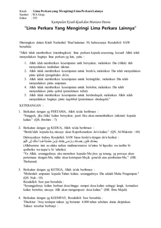 Lima perkara yang mengiringi lima perkara lainnya | DOCX