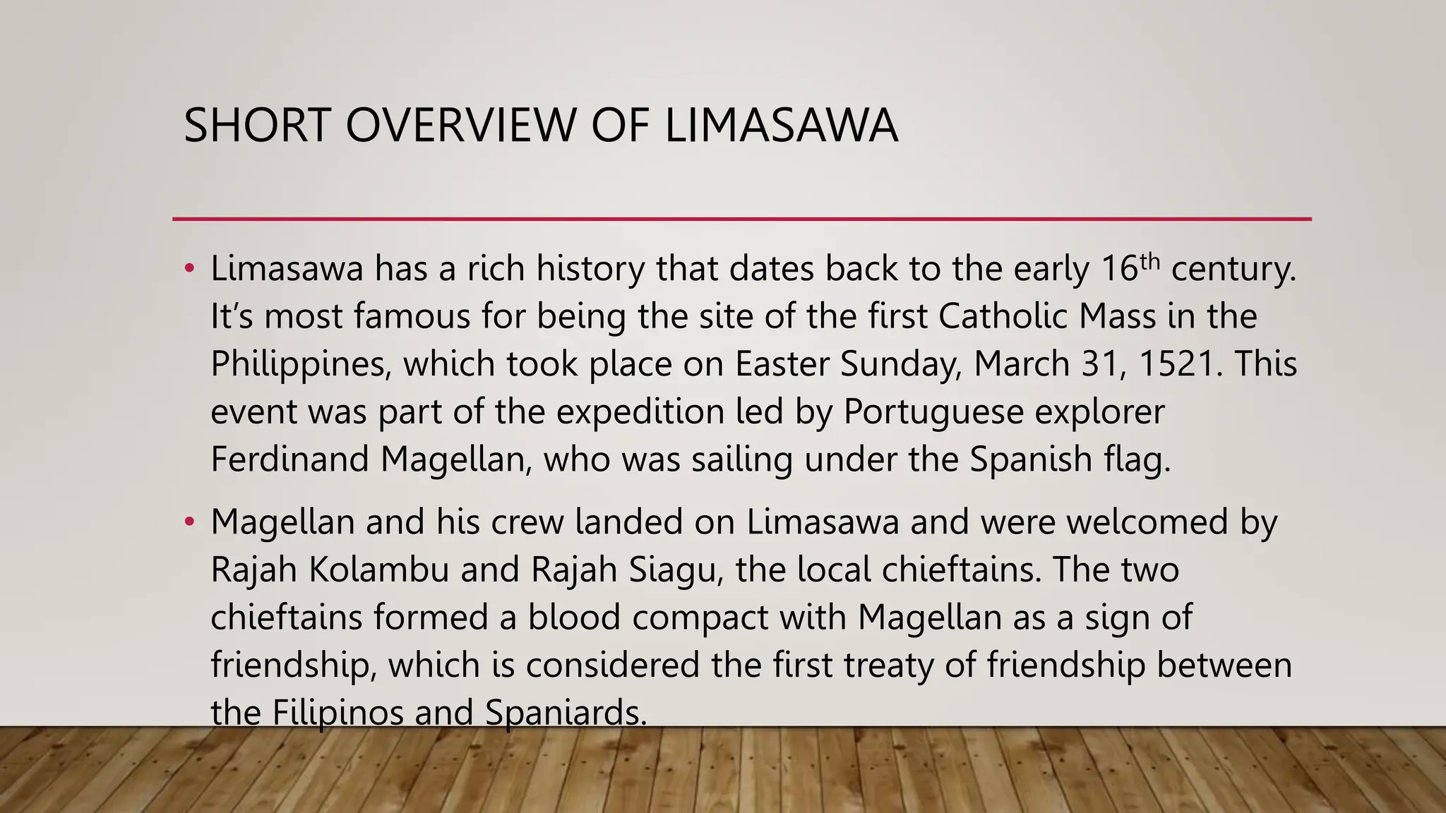 Limawasa Island : The Site of the First Mass | PPTX