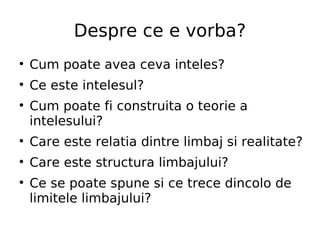 Filosofia limbajului - curs 1 | PPT
