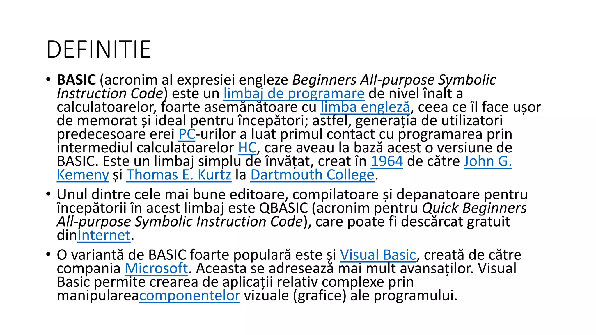 Limbajul de programare BASIC | PPTX