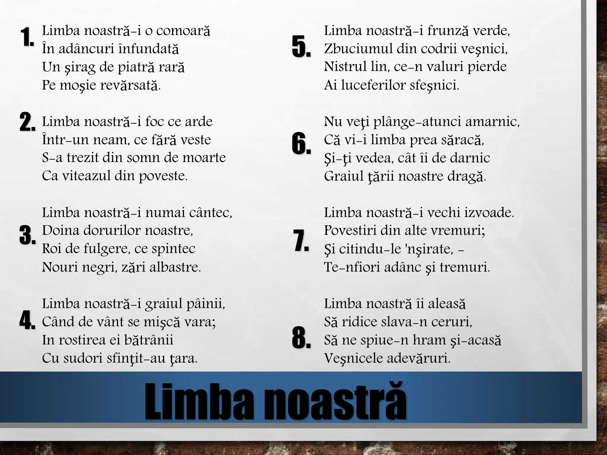 Limba noastră” de A.Mateevici. Mesajul textului. | PPTX
