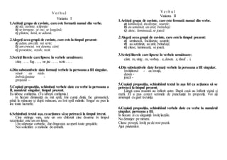 Limba română. verbul. clasa a 4 a | DOCX
