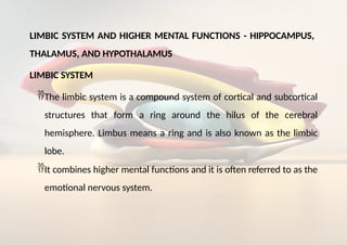 LIMBIC SYSTEM AND HIGHER MENTAL FUNCTIONS.pptx