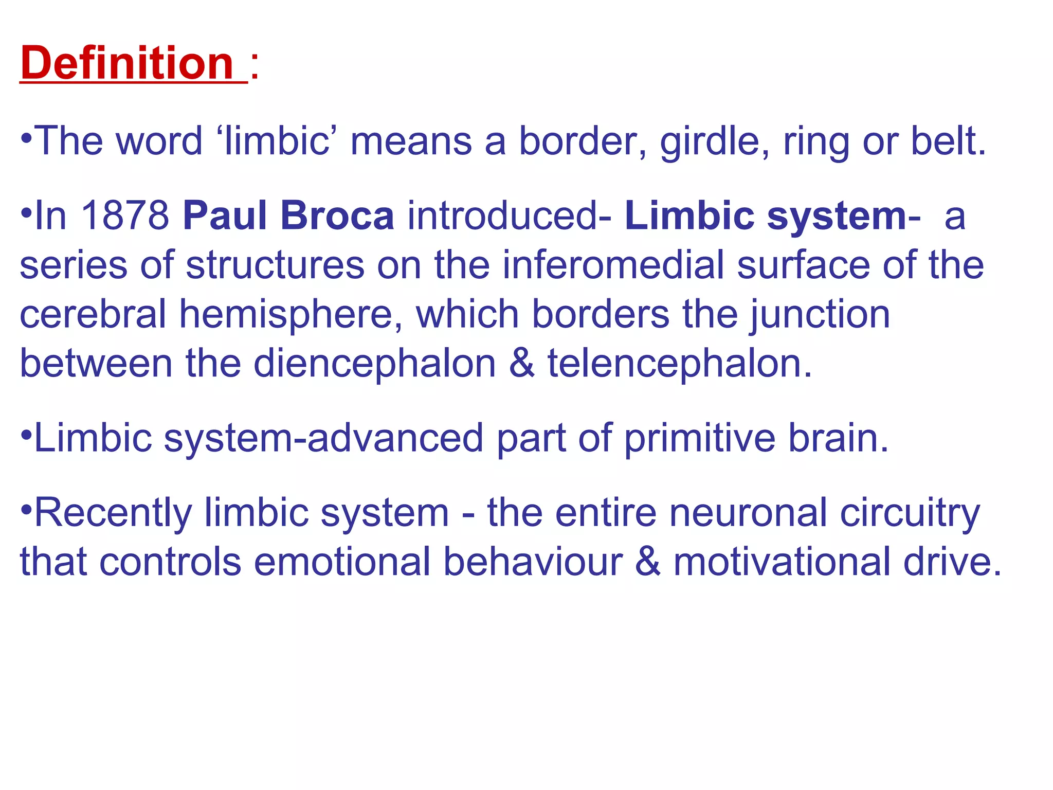 Limbic system by Dr.Mrs Sunita M Tiwale, Professor, Dept of Physiology ...