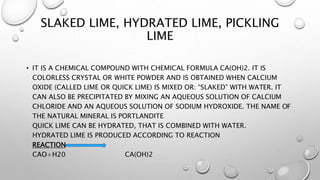 lime and its uses in engineering. | PPTX
