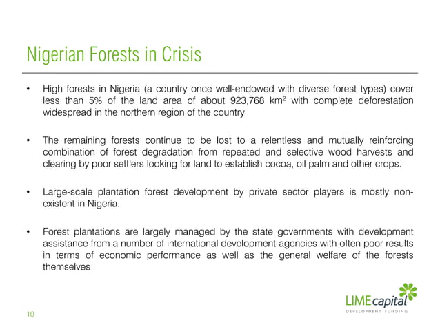 Lime Capital Investment Strategy for Nigerian Forestry | PPT