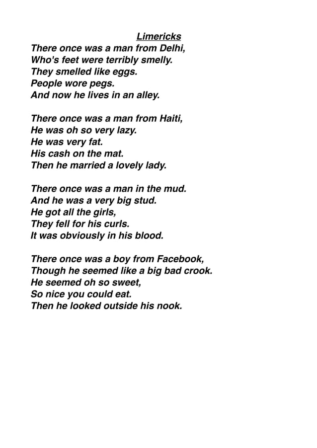 Limericks. | PDF | Poetry | Books and Literature