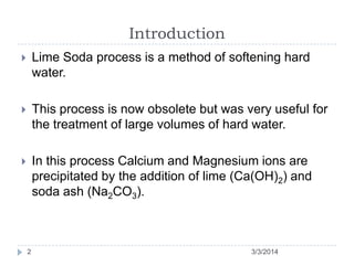 Lime Soda Process - Softening Of Water | PPTX