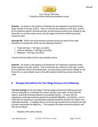 Lime soda process and type of hardness ie temporary and permanent | PDF