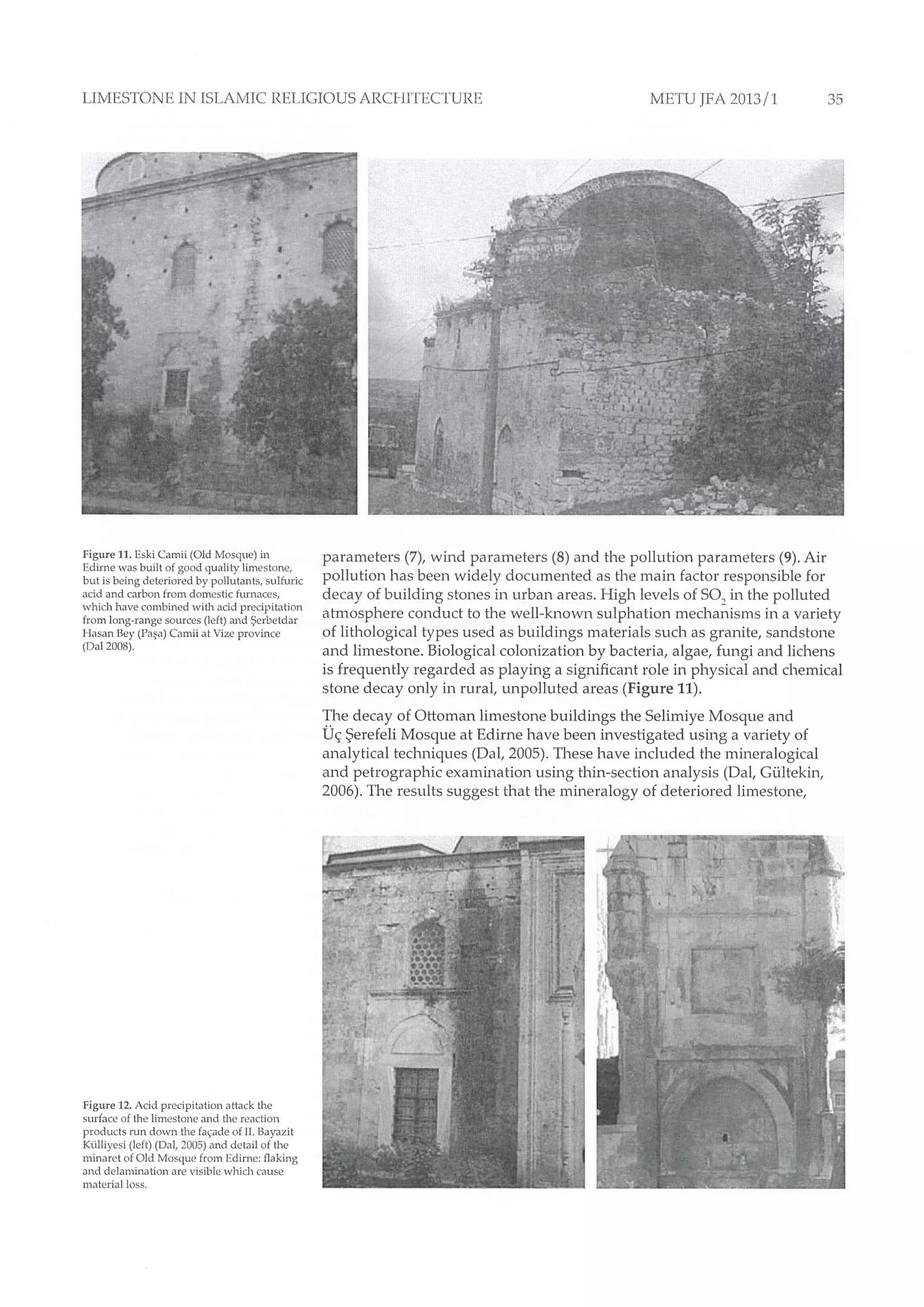 Limestone used in islamic religious architecture from istanbul and ...