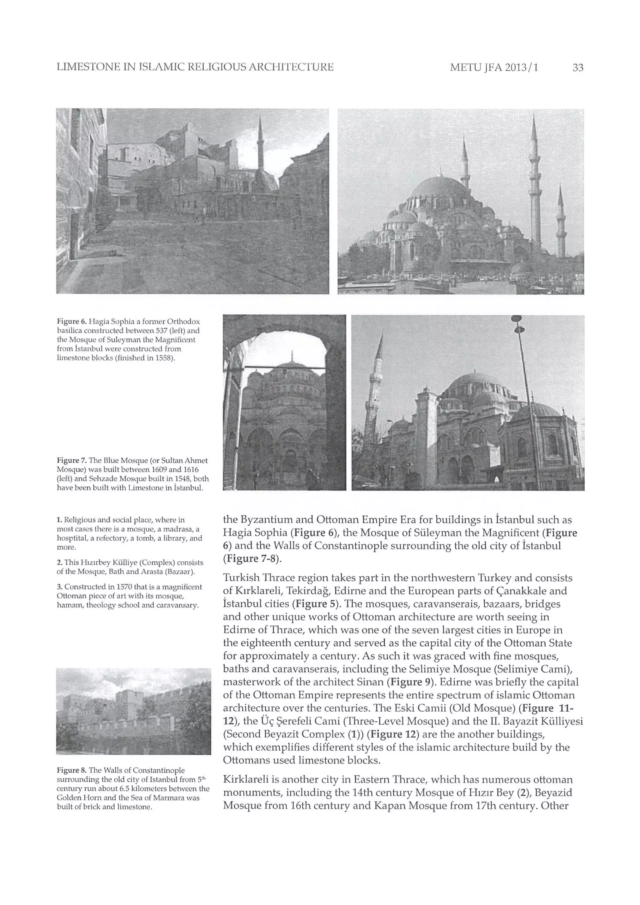 Limestone used in islamic religious architecture from istanbul and ...
