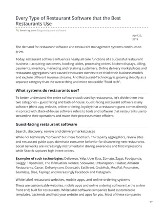 Every Type of Restaurant Software that the Best Restaurants Use | PDF