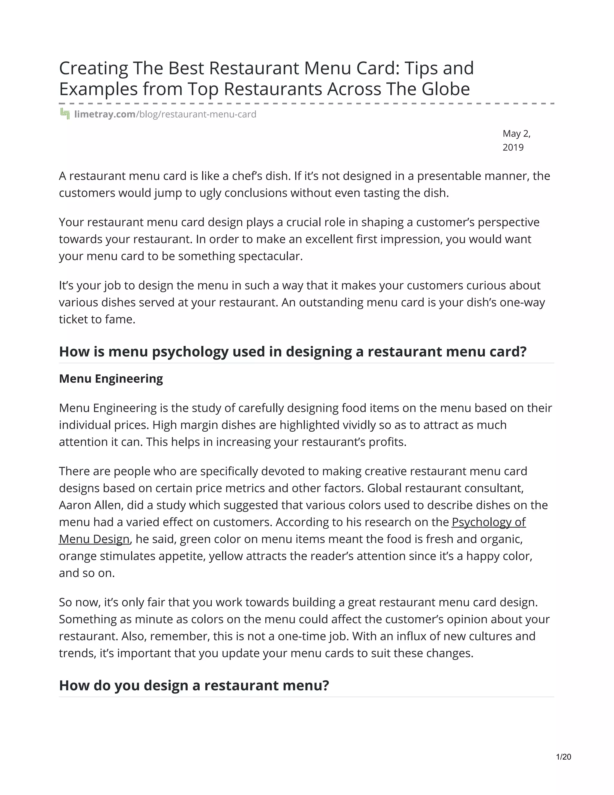 Creating The Best Restaurant Menu Card: Tips and Examples from Top ...