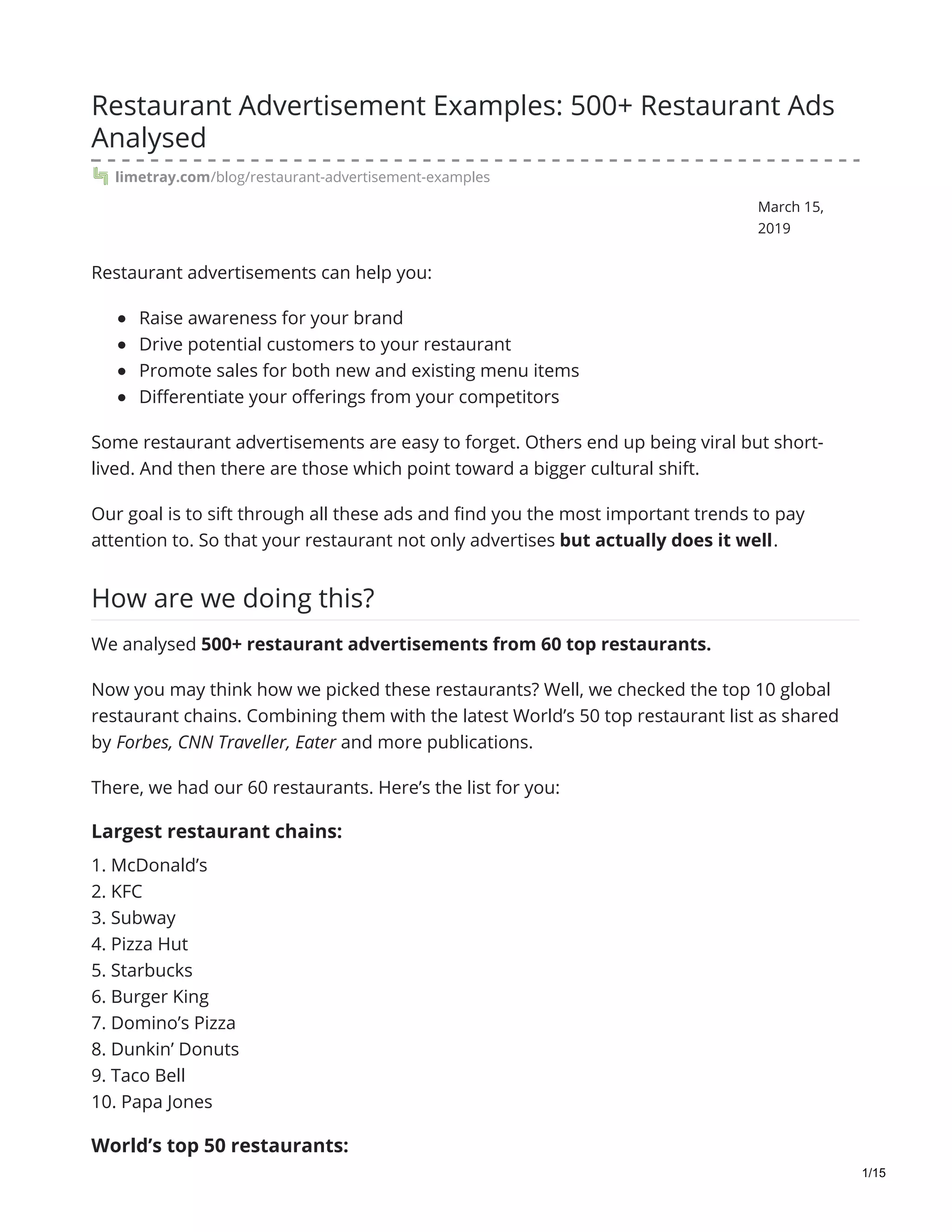 Restaurant Advertisement Examples: 500+ Restaurant Ads Analysed | PDF ...