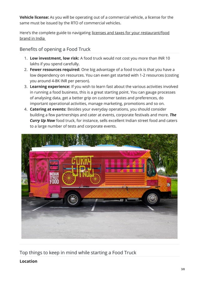 Starting a Food Truck Business in India: A Complete Guide | PDF