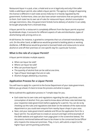 Getting a Liquor Permit for your Restaurant in India | PDF