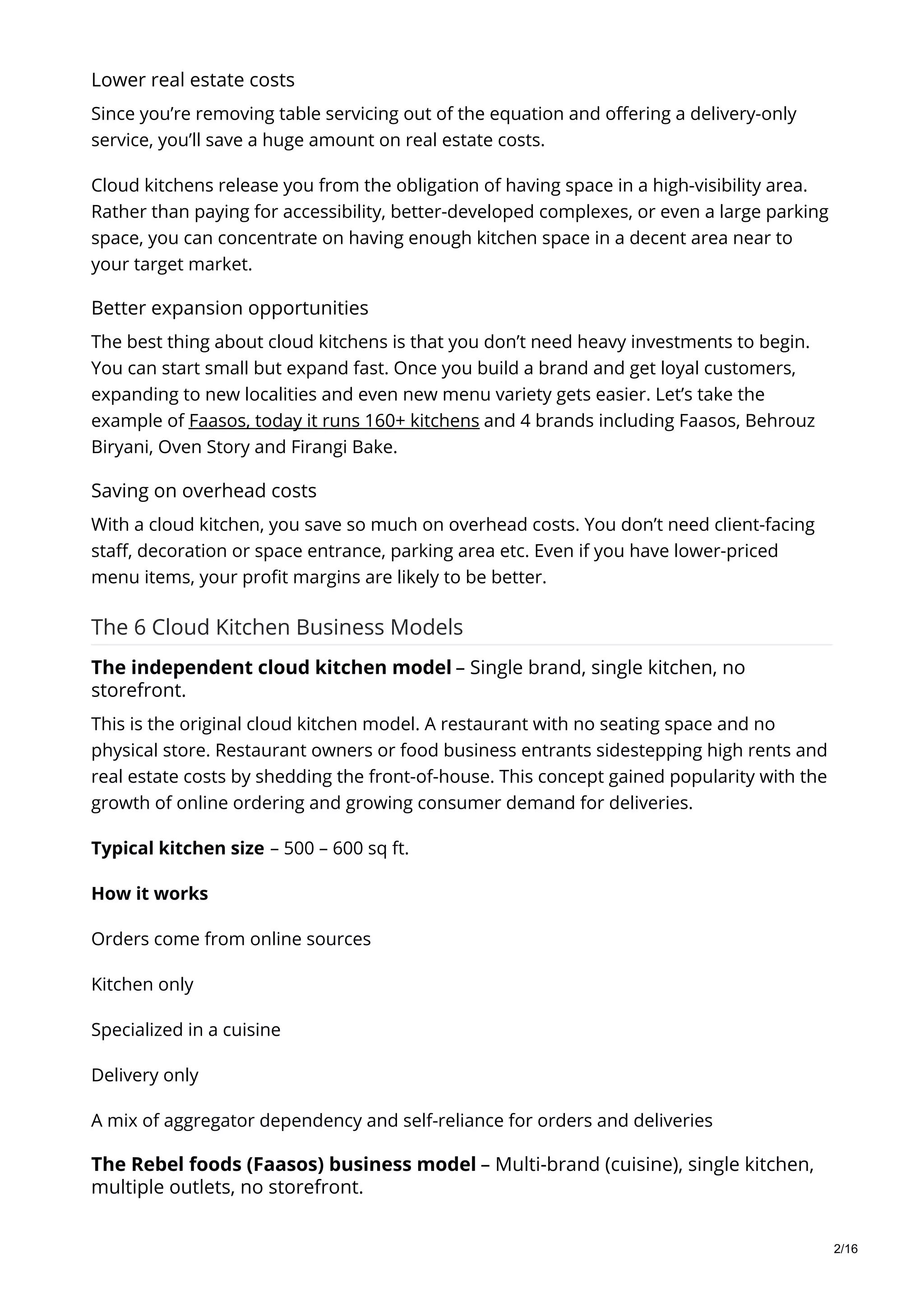 The 6 Cloud Kitchen Business Models and How They Work | PDF