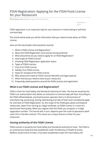 FSSAI Registration: Applying for the FSSAI Food License for your ...