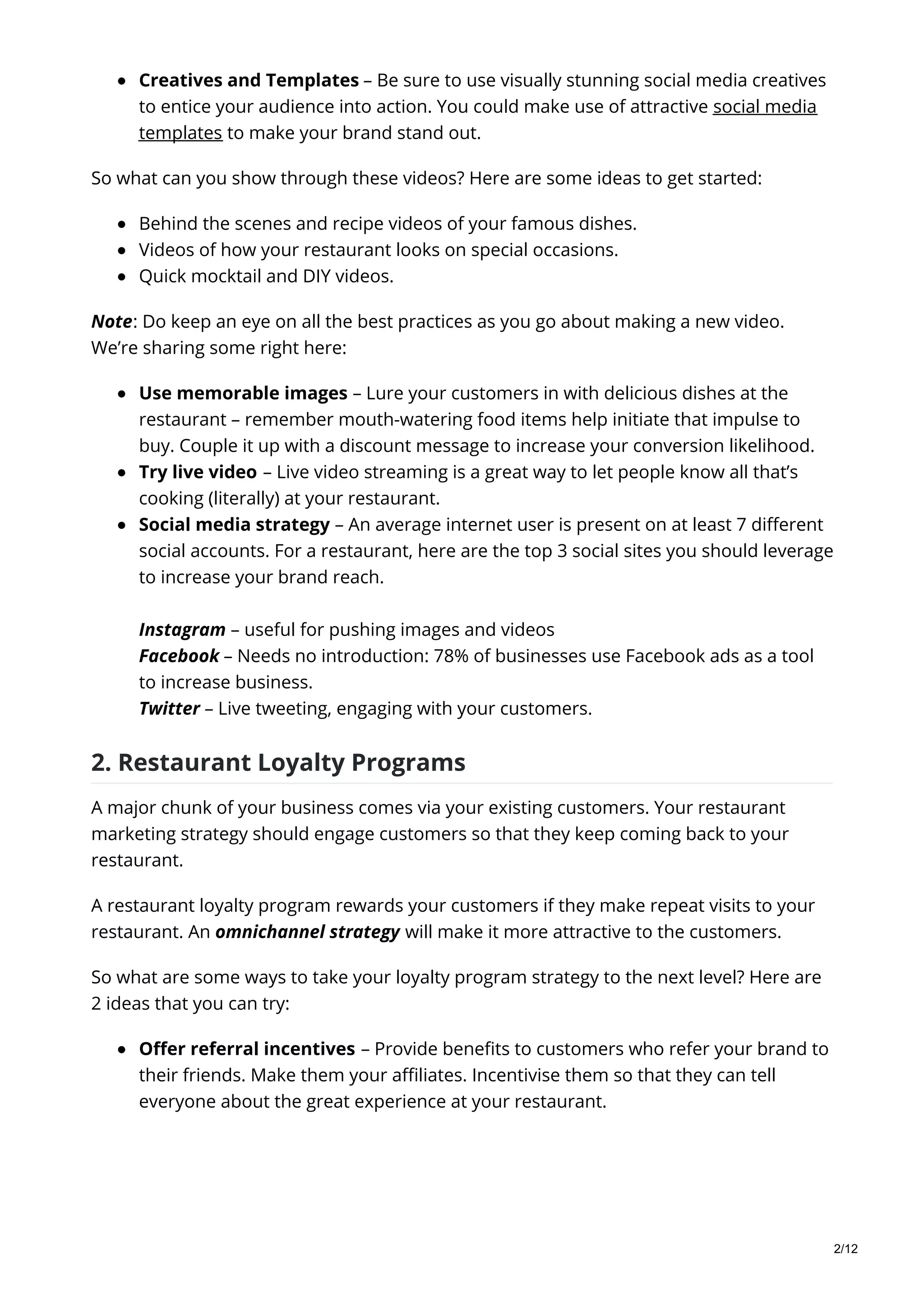 16 Restaurant Marketing Ideas to Include in Your 2020 Strategy | PDF