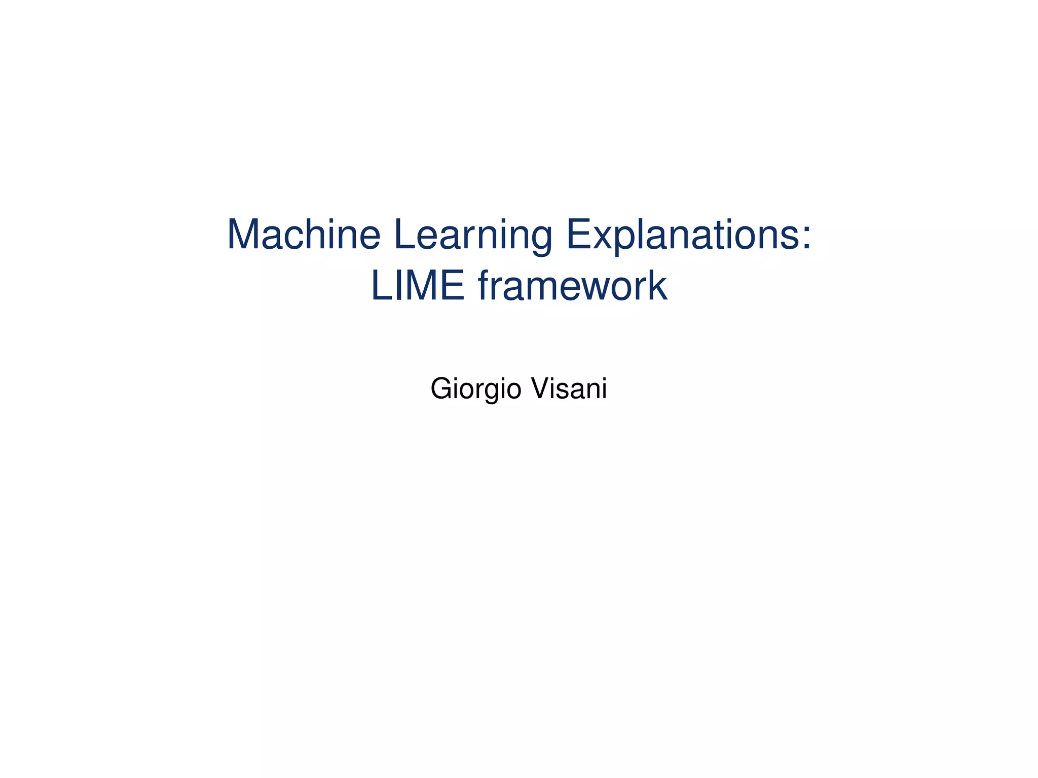 Machine Learning Explanations: LIME framework | PDF