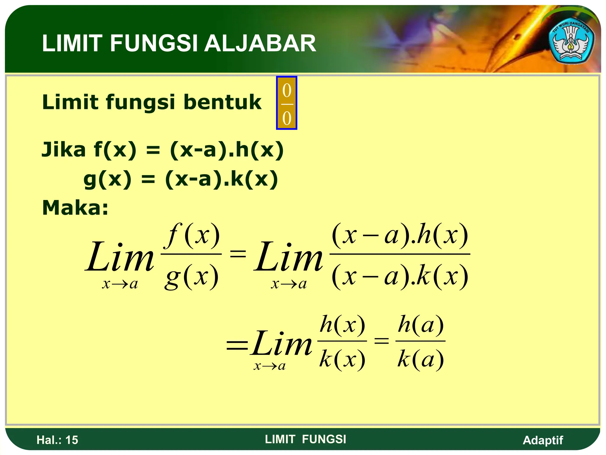 Limit Fungsi Trigonometri kelas XII Math | PPT