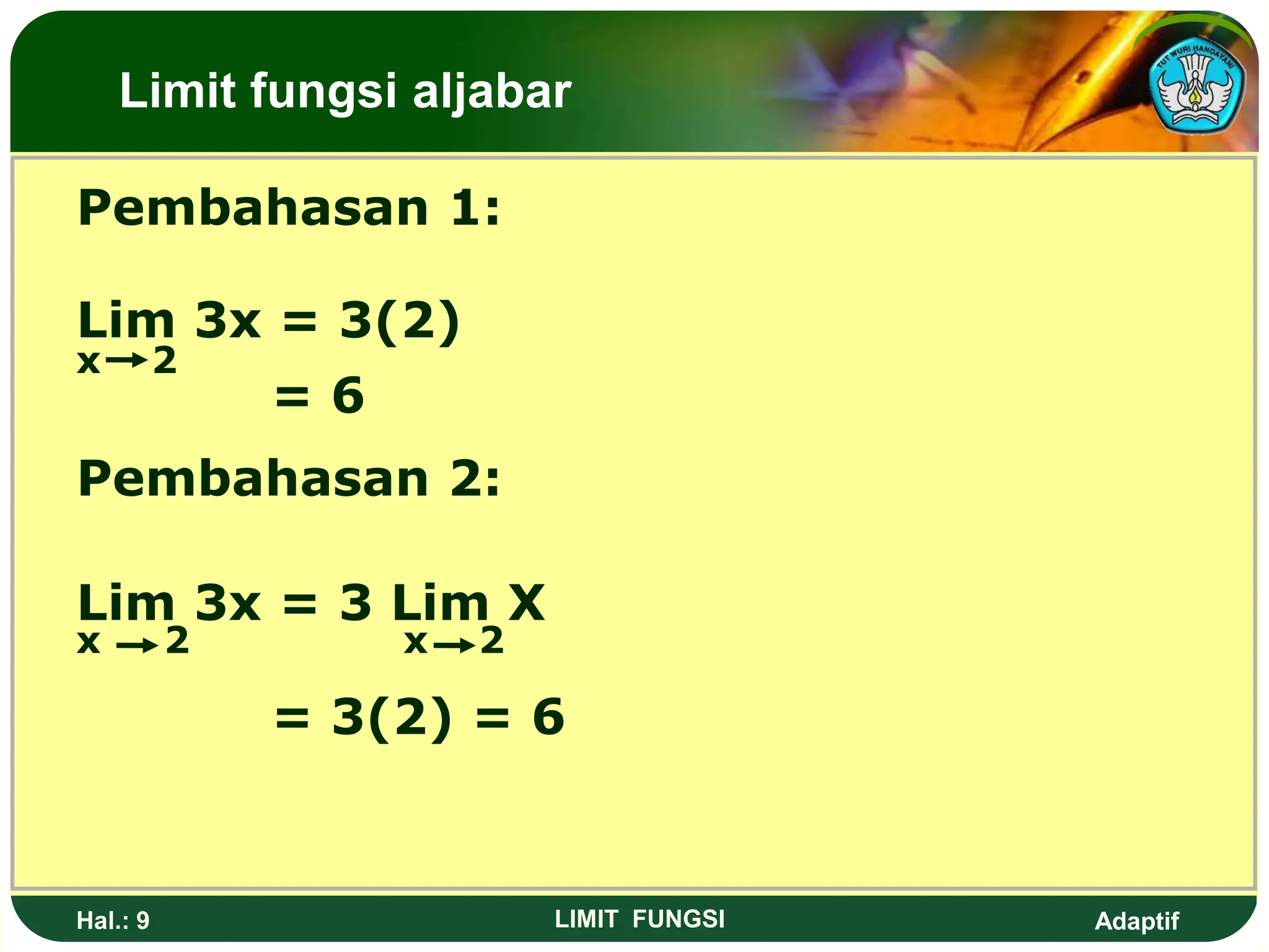 Limit Fungsi Trigonometri kelas XII Math | PPT