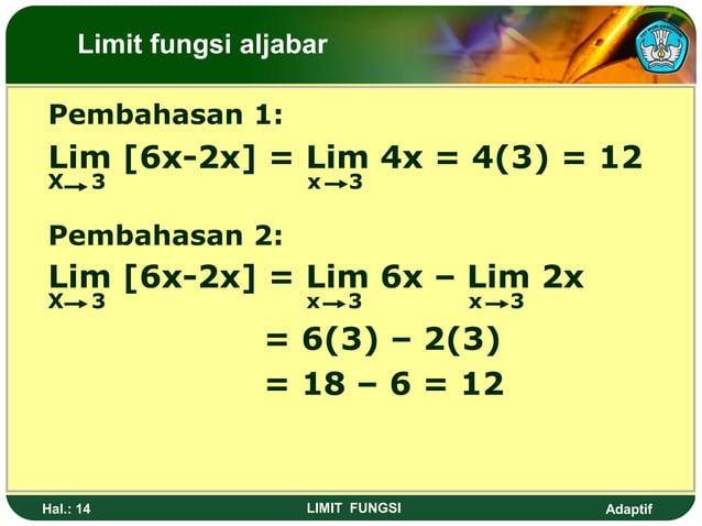 Limit Fungsi Trigonometri kelas XII Math | PPT