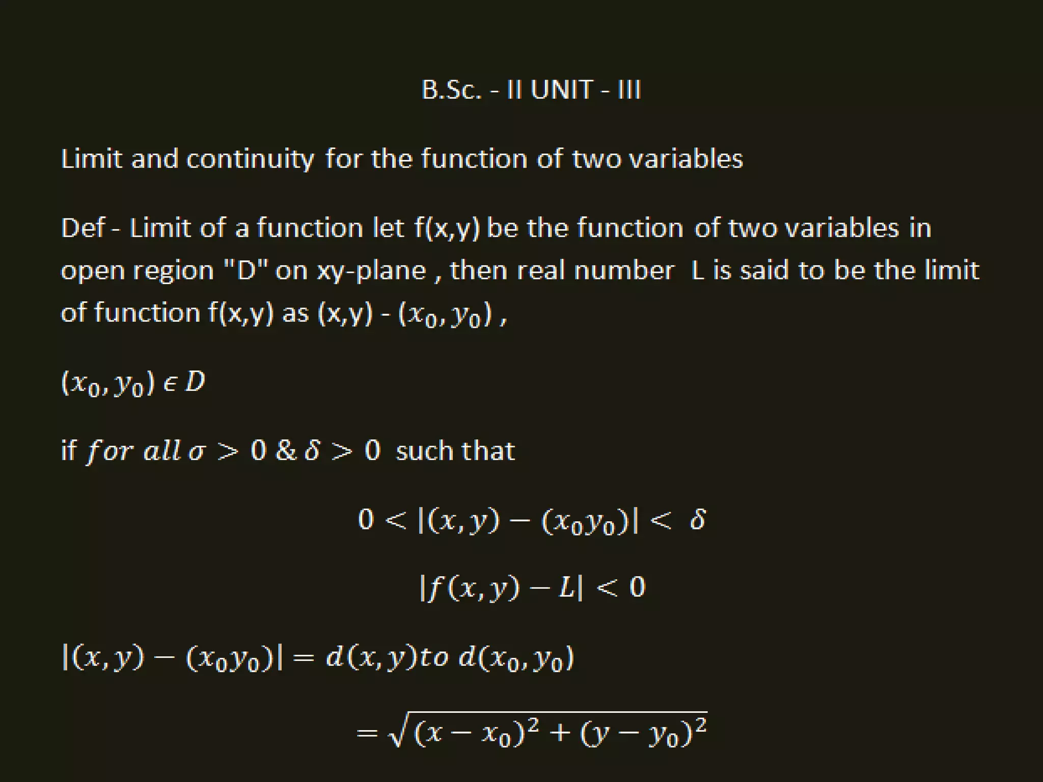 Limit and continuity for the function of two variables | PPTX