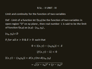 Limit and continuity for the function of two variables | PPTX