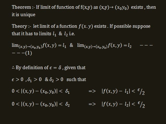 Limit and continuity for the function of two variables | PPTX