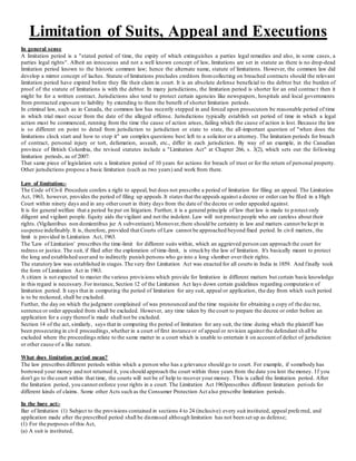 Limitation of suit, appeal and execution | PDF