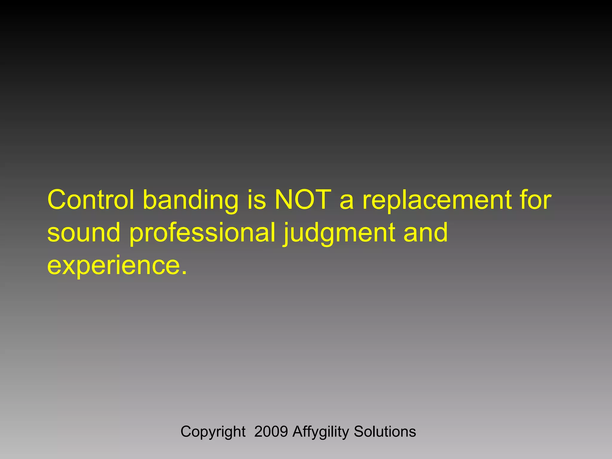 Limitations of Control Banding | PPT
