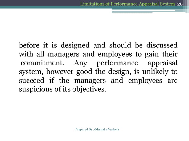 Limitations of performance appraisal system | PPTX