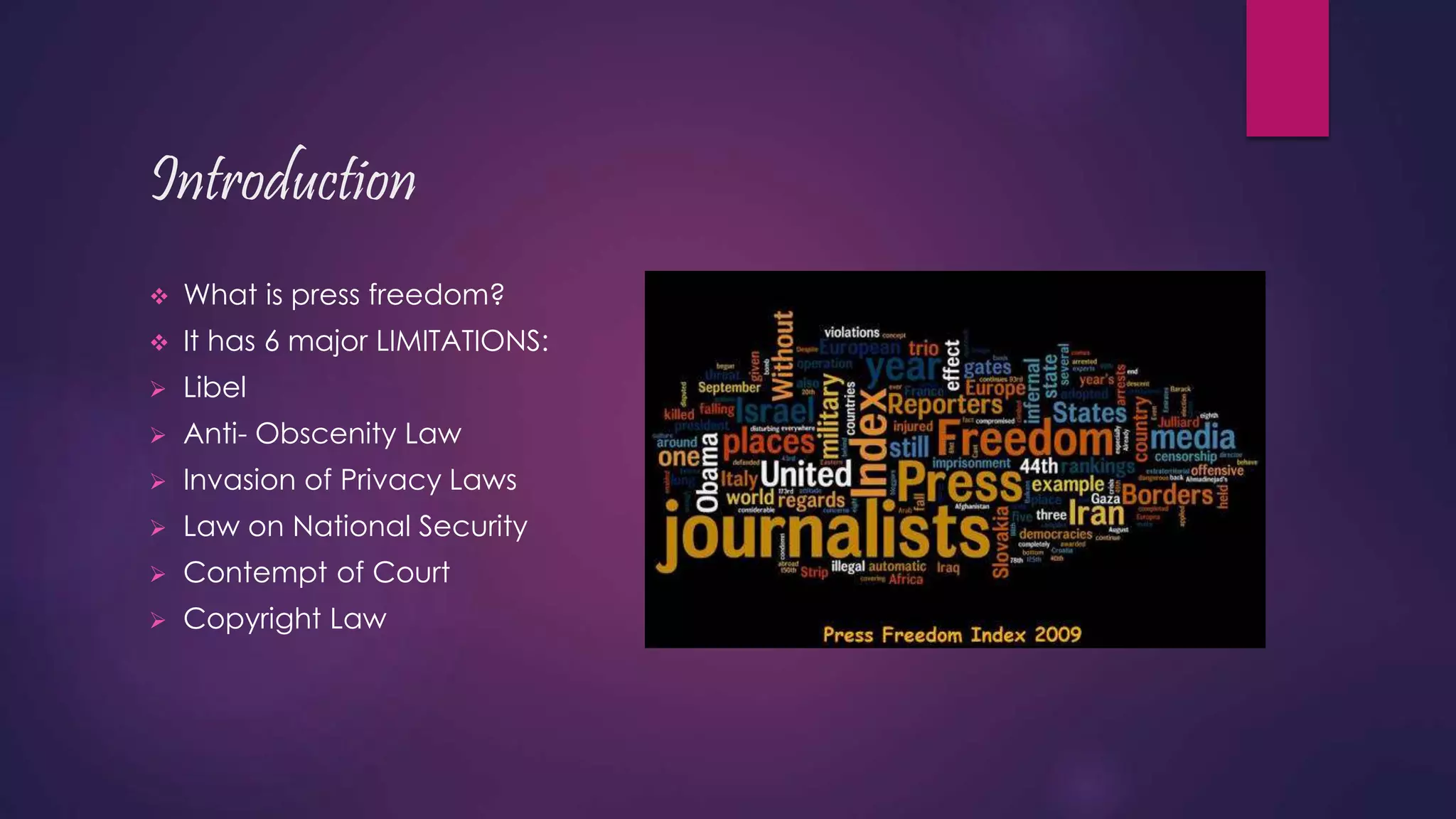 Limitations of press freedom | PPTX | Law