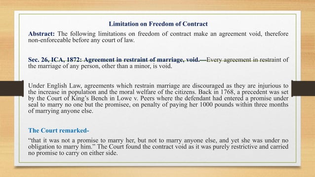 Limitations on Freedom of Contract | PPT