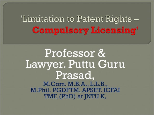 Limitations to patent rights | PPT