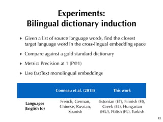 On the Limitations of Unsupervised Bilingual Dictionary Induction | PPT | Free Download
