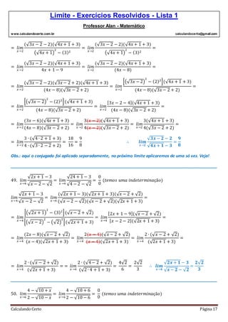 Limite lista 1 | PDF