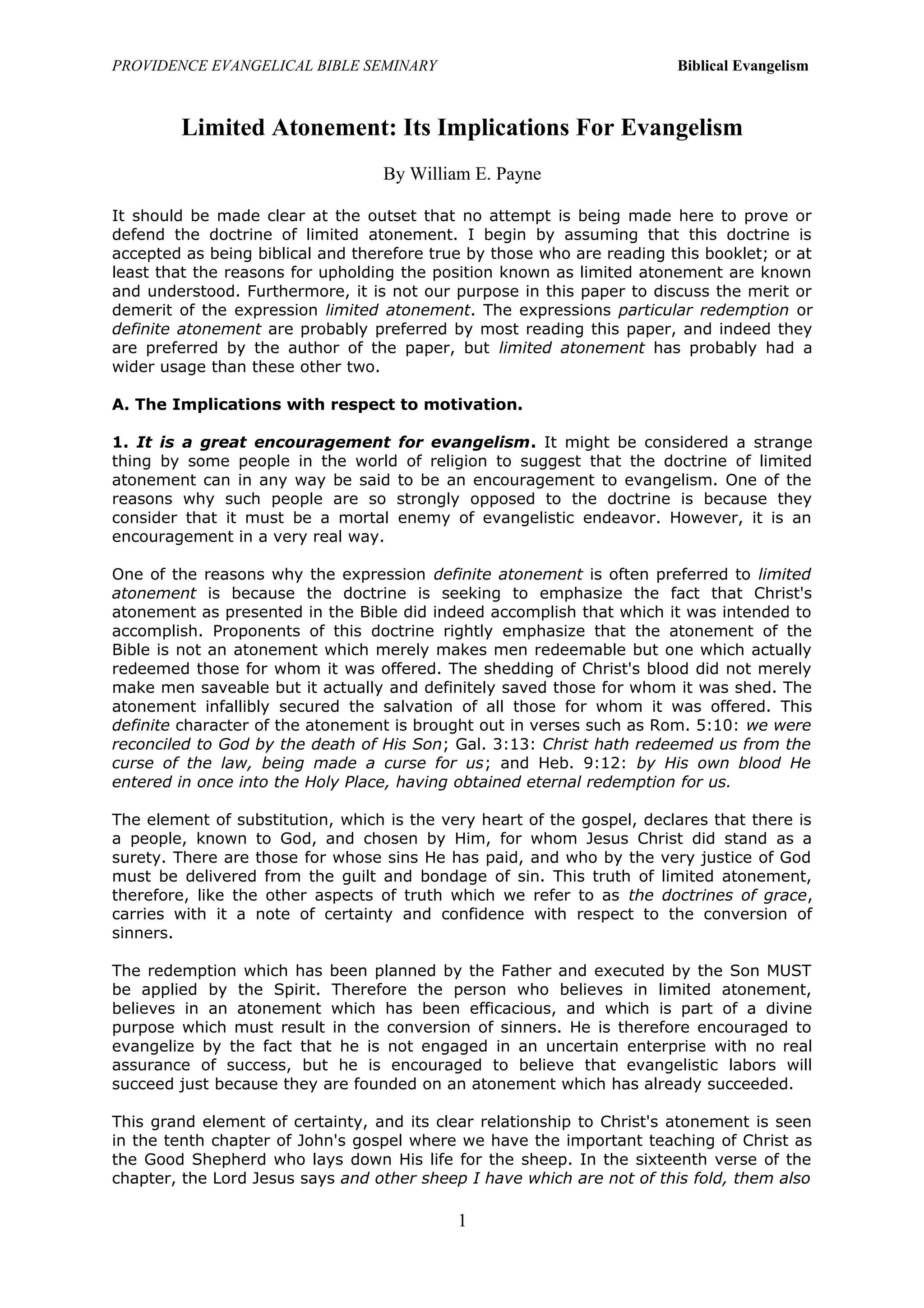 Limited Atonement - Evangelism | DOC